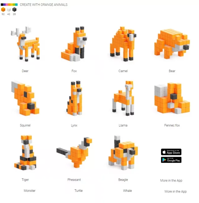 Magnetická stavebnice PIXIO - Orange Animals (Story Series) - shop.CS